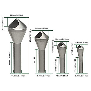 OCGIG 4pcs Countersink Chamfer Tool HSS(4241) Deburring Tool Set Metal Wood Drill Bits