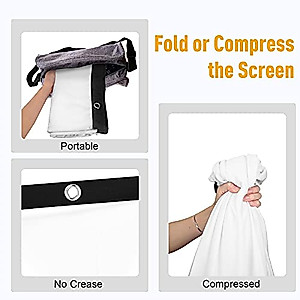 120 inch White Projector Screen, AAJK Projection Screen16:9 HD Hanging Movie Screen Foldable Anti-Crease, for Outdoor, Indoor