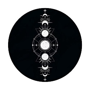 Moon Phases Minimal Black Esoteric Spiritual Art Designs PopSockets Swappable PopGrip