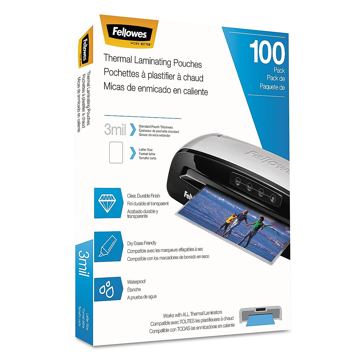 Fellowes Thermal Laminating Pouches/Sheets, Letter Size 9 x 11.5-Inches, 3 mil, 100 Pack (5743301)