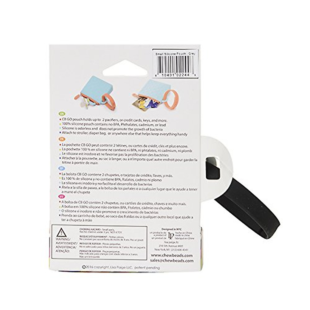 CB Go Small Silicone Pouch. On-The-Go for Stroller and Diaper Bag Organizer for Pacifiers, Keys, Credit Cards & More, Grey