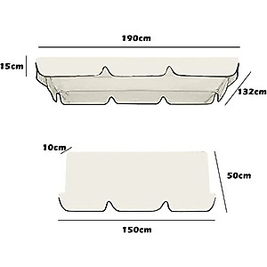 Outdoor Porch Swing Canopy Waterproof Top Cover Set, 2 & 3 Seater Garden Porch Seat Furniture Sun Shade Patio Swing Hammock Top Sunproof Cover for Garden, Poolside, Balcony (Brown)