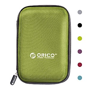 ORICO Hard Drive Case 2.5 inch External Drive Storage Carrying Bag Waterproof Shockproof with Inner Size 5.5x3.5x1.0inch for Organizing HDD and Electronic Accessories, Green(PHD-25)