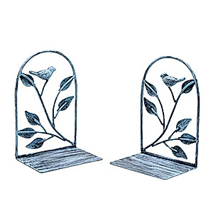 OwlGift Book Ends Cast Iron Bird Design Rustic Bookends for Shelves, Non-Skid Bookend, Heavy Duty Metal Book Stopper for Books/CDs, Decorative Book Shelf for Home - Turquoise