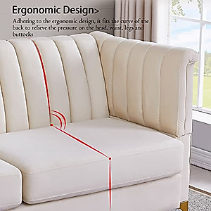 WIN FORCE 70" Beige White Velvet Loveseat Sofa Couch for Living Room, Cream Mid Century Modern loveseats for Small Space, 3 Seater Upholstered Small Sofa Love Seats Furniture for Bedroom, Apartment