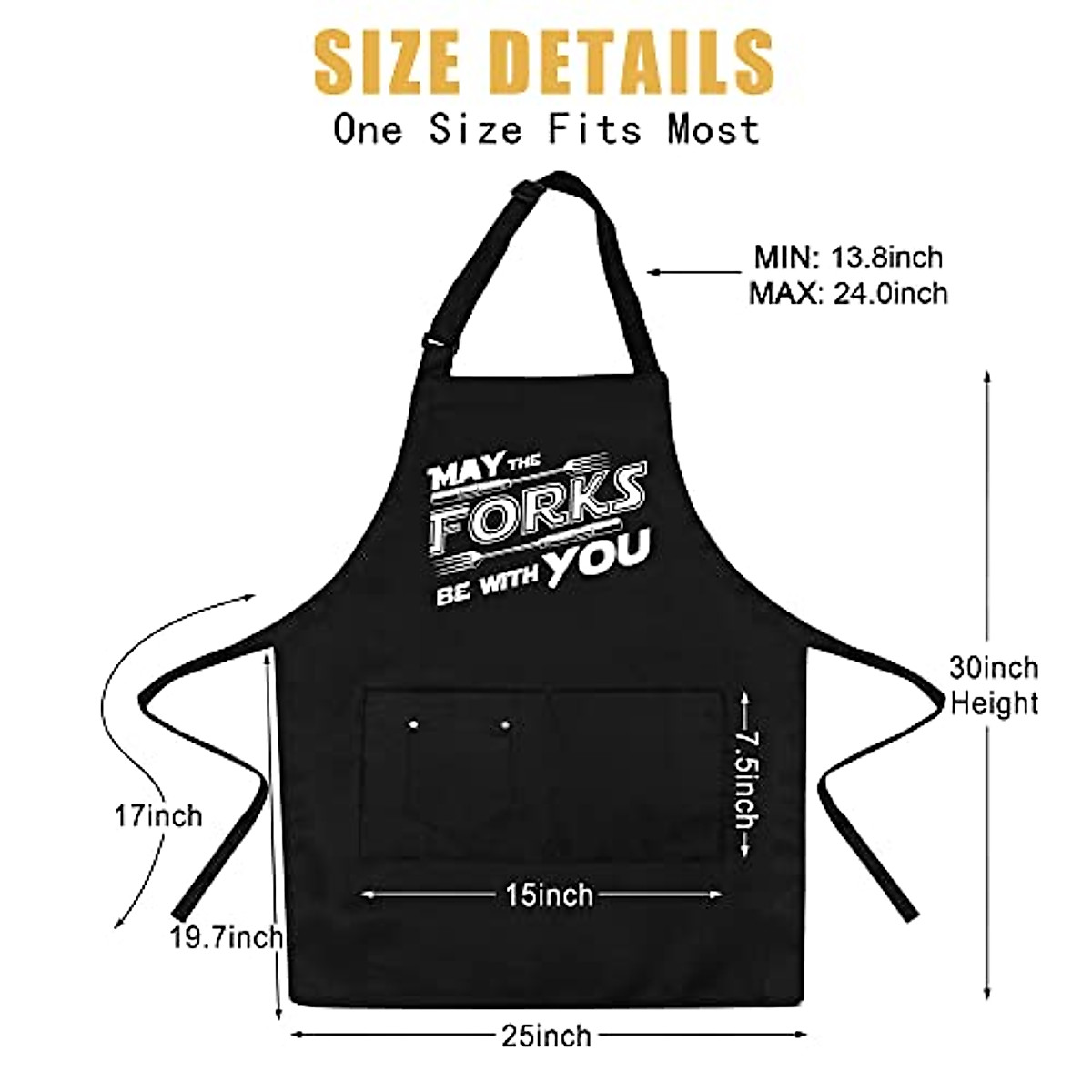 pinata Funny Aprons for Men, Grilling Gifts for Men,Dad,Boyfriend Fiance-Husband, Bbq Aprons for Cooking,Bbq-May the Forks be With You- Chef Aprons for Dad,Gifts for Father's Day,Birthday,Christmas