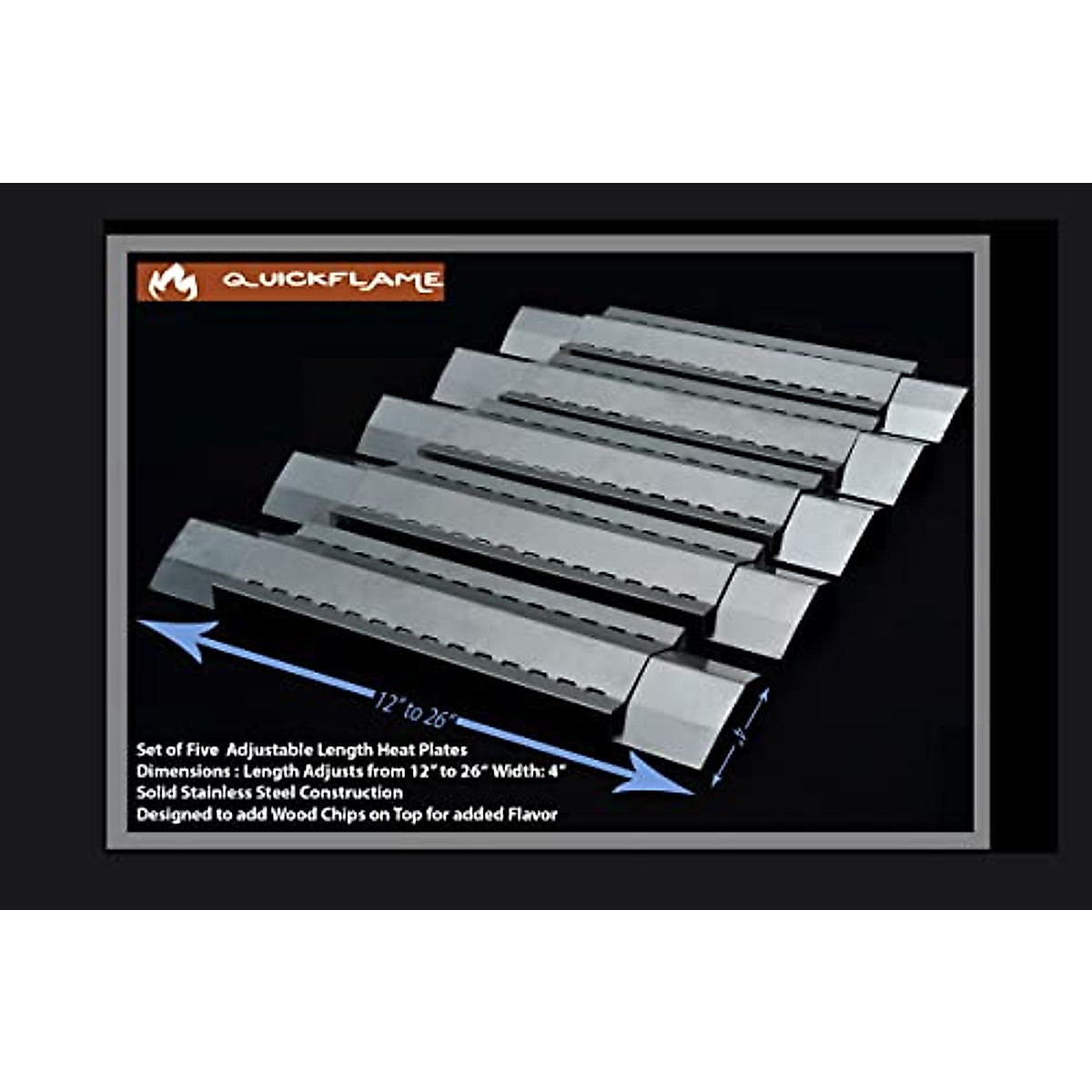 Set of 5 BBQ Gas Grill Pocelain Coated Steel Heat Plates for Brinkmann and Charmglow Grill models