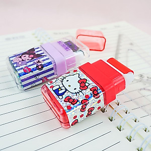 4 Packs Cute Pink Erasers for Kids, Kawaii Anime Erasers for Pencils, Fun Eraser with Cover and Roller, Back to School Supplies for Children, Girls and Boys