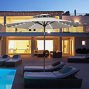 DOIT Solar Patio Umbrella 10 FT Outdoor Umbrella with 40 LED Lights 8 Sturdy Ribs, Table Market Umbrella for Garden,Deck,Backyard,Pool Bench(No Base)