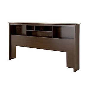 Prepac Select King 4 Post Platform Bed with 4 Drawers, 83" L x 79" W x 16" H, Espresso & King Bookcase Headboard, Espresso