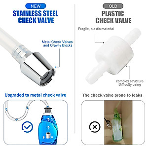 Sink Soap Dispenser Extension Tube Kit, Upgraded 47" Under Counter Kitchen Sink Dish Soap Dispenser Hose with Metal Check Valve, Never Fill The Little Bottle Again