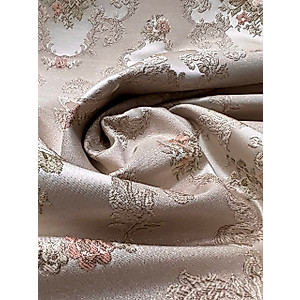 Decora Furnishings Luxurious Woven Jacquard Victorian Floral Damask Design Heavy Fabric for Upholstery Chair Window Treatment Craft - Renaissance Rococo - 54" Width - Fabric by The Yard (Peach)