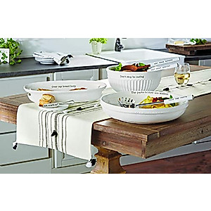 Mud Pie Dolomite, wood Don't Stop Be-Leafing Salad Bowl Set, 32 oz, White, brown