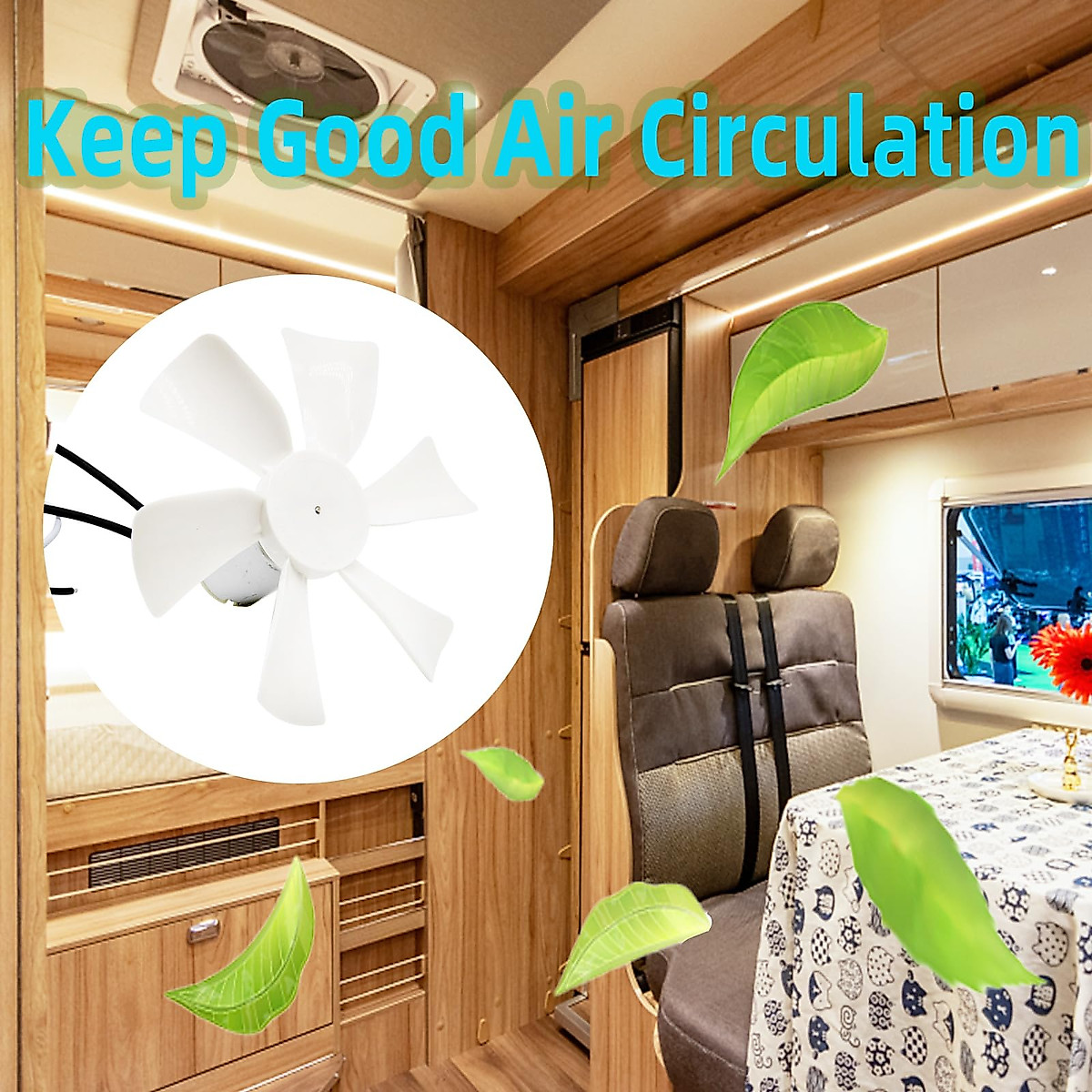 6’’ RV Vent Fan Motor & Fan Blade Replacement, 12V D-Shaft RV Vent Motor Compatible with Heng's, Elixir, Jensen, Jayco,Toyota Dolphin RV