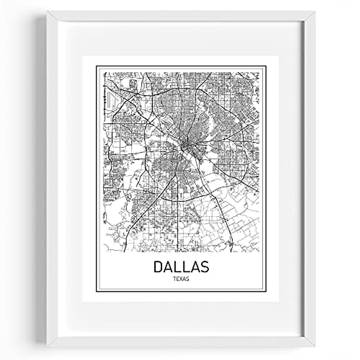 Dallas Map City Maps Dallas Map Print Map Art Print Texas Print Texas Map Texas State Modern Map Print Black White Map Wall Art Modern City Print 8x10 Unframed