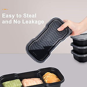 OTOR Bento Boxes Meal Prep Containers 3 Compartments with Clear Airtight Lids Food Grade Deli Container Lunch boxes take away Travel Containers Freezer Safe 16oz 25 Sets