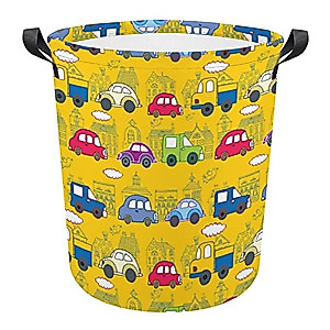 Colorful Car Foldable Laundry Basket Waterproof Hamper Storage Bin Bag with Handle 16.5"x 16.5"x 17"