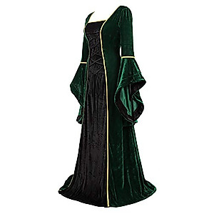 JWSOI Renaissance Dress Women Medieval Costume Women Ren Faire Dress Evil Queen Costume Women Plus Size Black