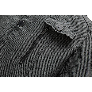 wantdo Men's Slim Fit Pea Coat Warm Winter Windproof Wool Jacket Grey 2XL