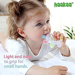 haakaa Silicone Teether Combo -Baby Freezer Teething Toy - Soft Cold Teether - Soothe Teething Pain & Itching Gum -Perfect Size-Palm & Ferris Wheel Shape for 3M+ Babies BPA Free - 2 pk
