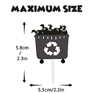 Green Glitter Garbage Truck One Cake Topper and 6PCS Dessert Cupcake Trash Cans Truck Waste Management Recycling Theme Decor Supplies Boys Girls Happy Birthday Party Decorations Set