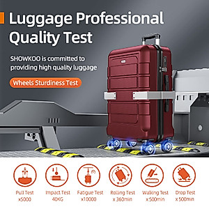 SHOWKOO Luggage Sets Expandable PC+ABS Durable Suitcase Double Wheels TSA Lock 3pcs Red Wine