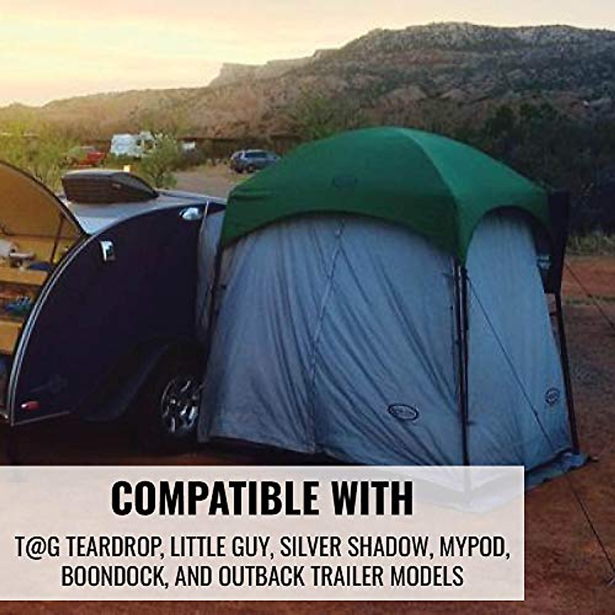 PahaQue 5x7 Pop Up Trailer Tent, Mini Side Mount Camper Screen Room with Awnings, Compatible with TAG Teardrop Trailers