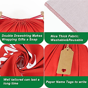 Advantez Cotton Drawstrings Gift Bags, 3Pcs Reusable Gift Bags, Xmas Present Bags Fabric Cloth Sacks for Christmas Thanksgiving Party Stocking Storage(Large Size)