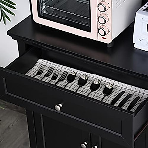 HOMCOM 71" Traditional Freestanding Kitchen Buffet with Hutch, Pantry Cabinet with 4 Doors, 3-Level Adjustable Shelves, and 1 Drawer, Black