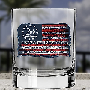 Lucky Shot - 2ND Amendment to The Constitution with USA Flag Whiskey Glass | Second Amendment Gifts For Him Whiskey Glass | Old Fashioned Independence Day Gift Glasses (11 oz)
