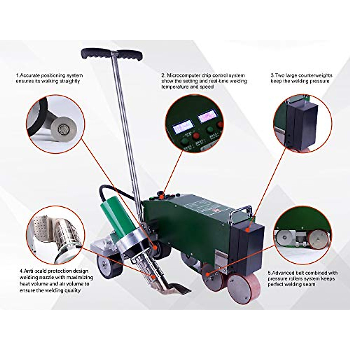 Automatic Hot Air Welder for Welding Roofing TPO PVC membrane with Free Hot Air Welding Gun (230v roof welder+120v heat gun)