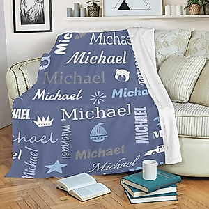 Eyesoul Personalized Baby Blanket for Boys,Newborn Swaddle Blanket with Name,Baby Boy Blankets,Custom Baby Gifts for Boys,Fleece Throw Blanket,Travel Blanket,Camping Blanket,Baby Blanket Unisex.60×80