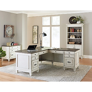 Martin Furniture Hartford Wood L-Desk and Return, Writing Table and Return, Office Desk and Return, White