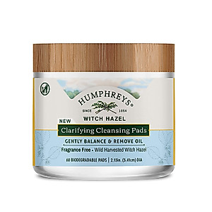Humphreys Clarifying Witch Hazel Cleansing Pads, Fragrance Free, Clear