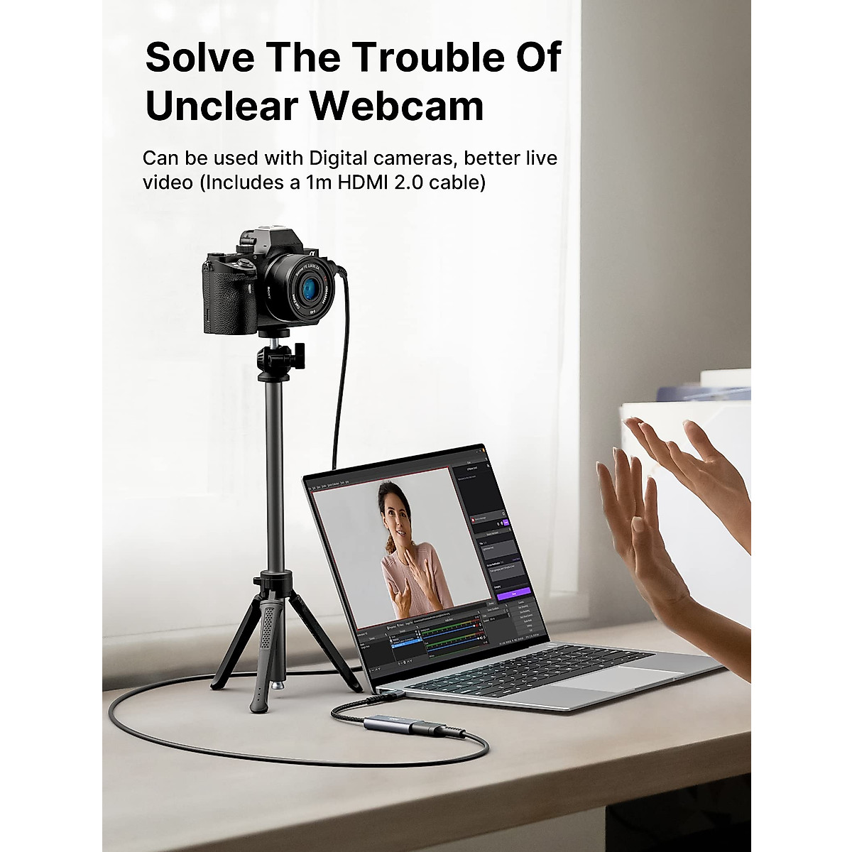 Video Capture Card 4K, JSAUX External Camera Adapter HDMI to USB Video Audio Recording in 1080P@30Hz, 4K@30Hz for Streaming, Home Office, Live Broadcasting, Video Conference, Teaching, Gaming(Grey)