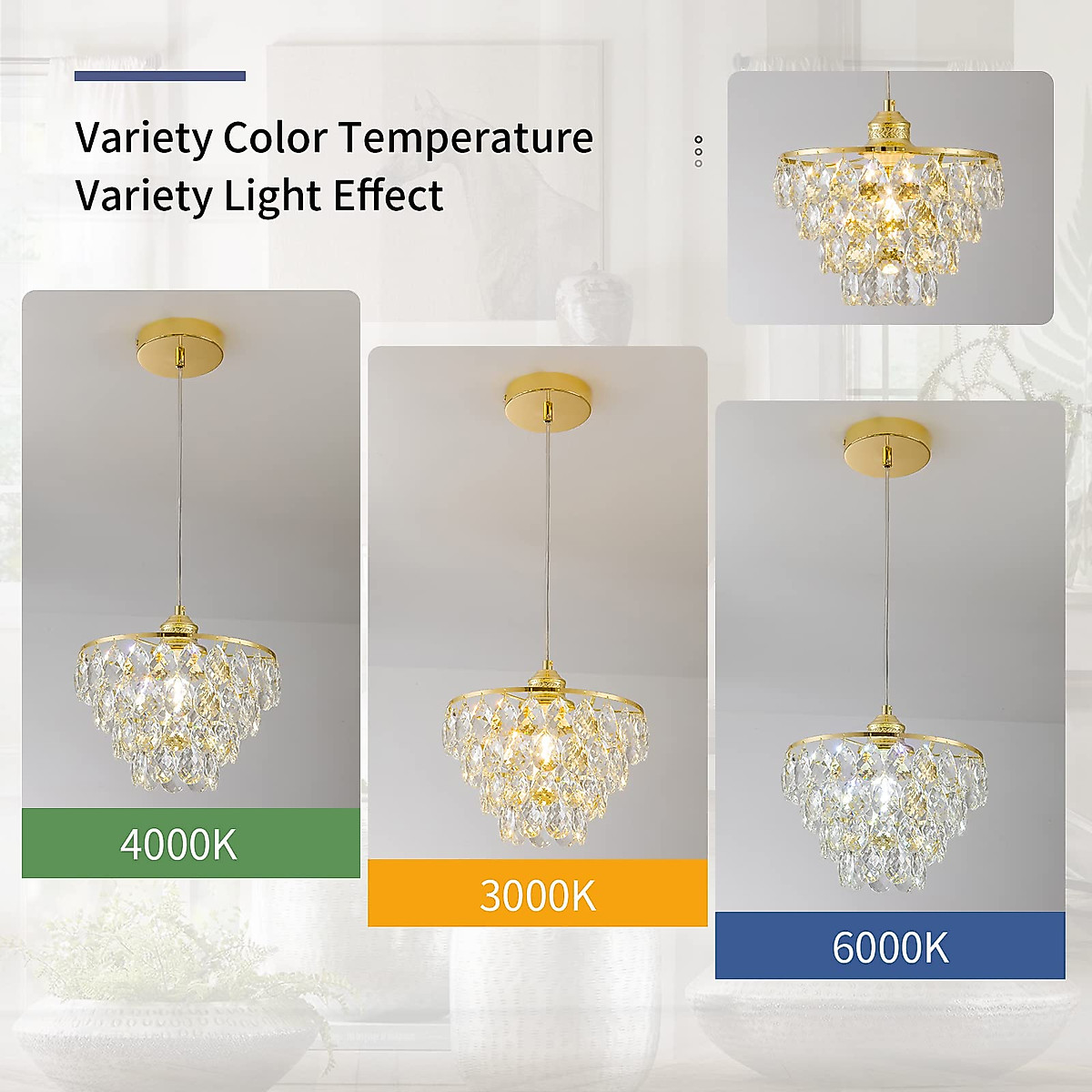 Modern Crystal Chandelier Light Fixtures, Mini Crystal Chandelier Ceiling Light Small, Raindrop Pendant Lighting, Gold Ceiling Lamp Hanging Lights for Bedroom Bathroom Closet Hallway Kitchen Island