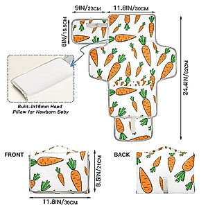 Bulletgxll Carrot Portable Diaper Changing Pad Waterproof Changing Pad with Baby Tissue Pocket and Magic Stick for Newborn Baby.