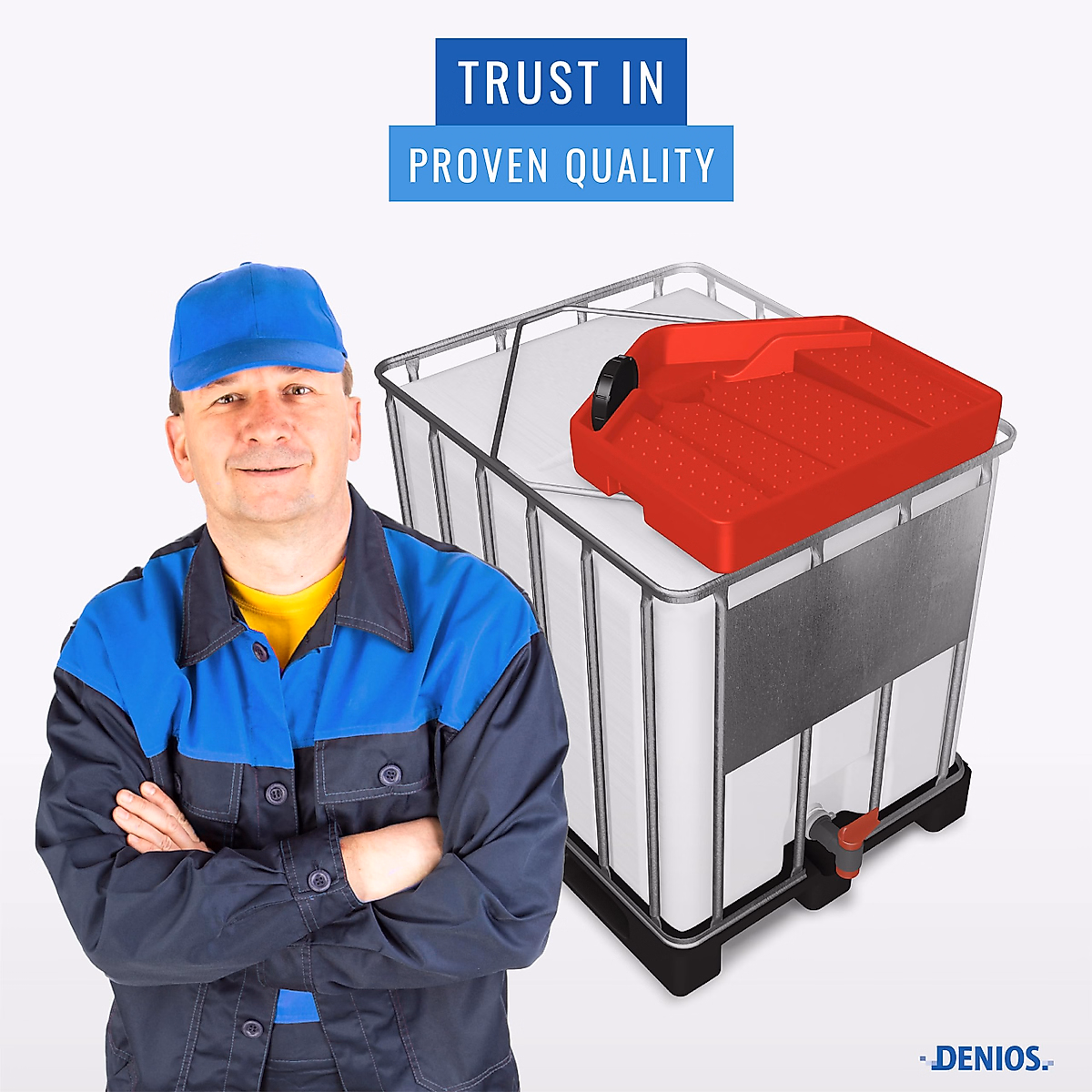 DENIOS® IBC Tote Funnel - Premium IBC Funnel chemically Resistant Polyethylene in red – 1x - Large Funnel - Made in USA - IBC Tank Funnel for Totes - Funnels – Fast & Safe