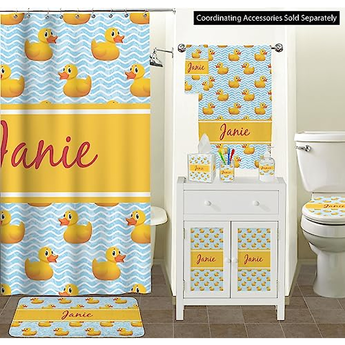 RNK Shops Rubber Duckie Waste Basket - Double Sided (Black) (Personalized)