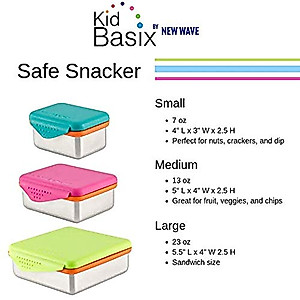 Kid Basix Safe Snacker, Reusable Stainless Steel Lunchbox Container for Kids & Adults, Reusable Food Container, BPA Free, Dishwasher Safe, 7oz, Navy