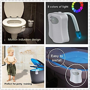 The Original Toilet Night Light Gadget, Fun Bathroom Lighting Add on Toilet Bowl Seat, Motion Sensor Activated LED 9 Color Modes - Weird Novelty Funny Birthday Gag Gifts for Men, Dad, Kids & Toddlers