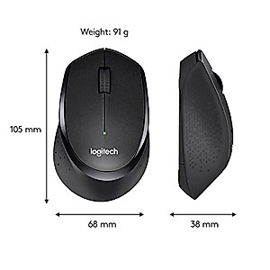 Logitech M330 SILENT PLUS Wireless Mouse, 2.4GHz with USB Nano Receiver, 1000 DPI Optical Tracking, 2-year Battery Life, Compatible with PC, Mac, Laptop, Chromebook - Black