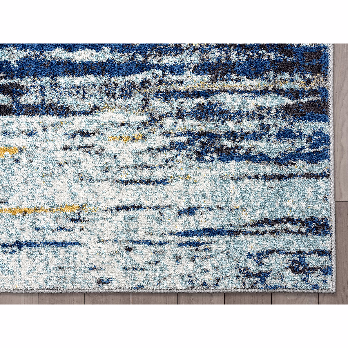 Abani Rugs Blue & Yellow Painted Pattern Area Rug w/Bold Design Rugs Modern 6' x 9' Accent Rug, Laguna Collection