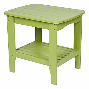 Classic Adirondack Rectangle Patio Table with Slated Top & Genuine Cedar Wood Construction 24" Lx19 Wx22 H | Lime Green Color Weatherproof Finish Best for Indoor Outdoor Use | Water & Rust Resistant