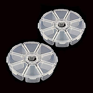 8 Grids Round Portable Plastic Organizer Container Storage Box(2 pcs)