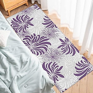 Flower Chrysanthemum Purple Laundry Room Decor Rug Runner, Anti-Fatigue Kitchen Rugs, Waterproof & Non Slip Room Accessories for Floor, Under The Washer & Dryer Durable Mat 18x47.2in