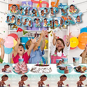 Cartoon Birthday Party Supplies Baby Birthday Party Decorations Includes Banner Tablecloth Cups Plates Napkins for Cartoon Birthday Baby Shower Decor Blue