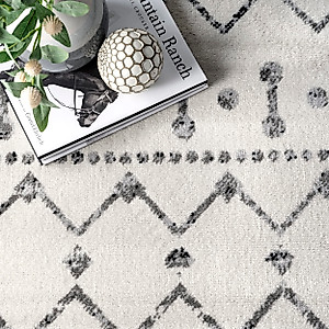 nuLOOM 8x10 Zola Geometric Moroccan Area Rug, Grey, Faded Bohemian Design, Stain Resistant, For Bedroom, Dining Room, Living Room, Hallway, Office, Kitchen, Entryway