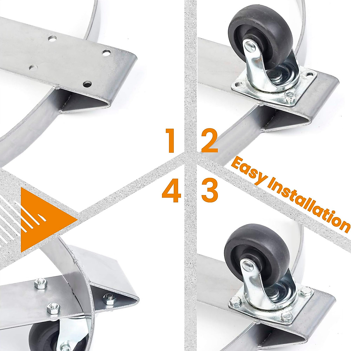 55-Gallon Drum and Garbage Can Dolly – 1000 Pound Trash Can Dolly Swivel Casters Wheel Steel Frame Dolly Cart Non Tipping Hand Truck Capacity Dollies(Silver)