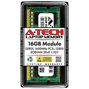 A-Tech 16GB RAM Replacement for CT204864BF160B | DDR3/DDR3L 1600MHz PC3L-12800 (PC3-12800) CL11 SODIMM 2Rx8 1.35V Non-ECC SO-DIMM 204-Pin Laptop, Notebook Memory Module